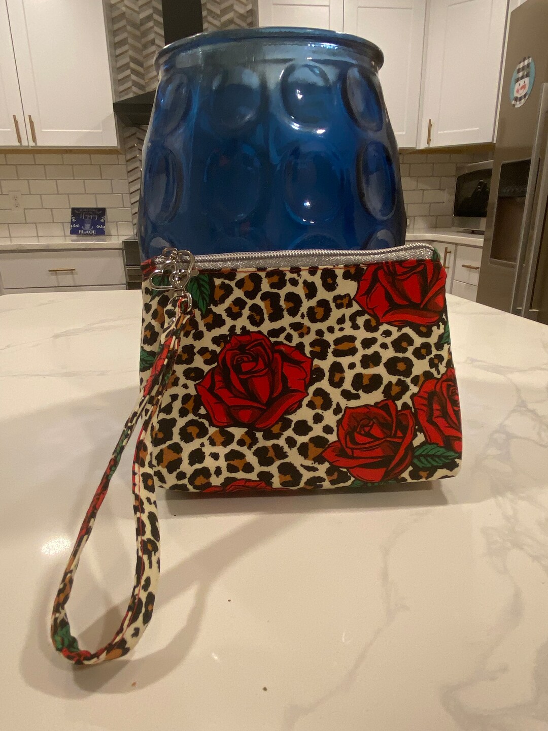 Leopard & Red Rose Midnight Kiss Pouch - Etsy