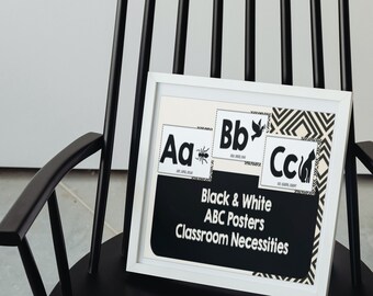 Black and White Themed Classroom Rules Printable Wall Art, Black White ...