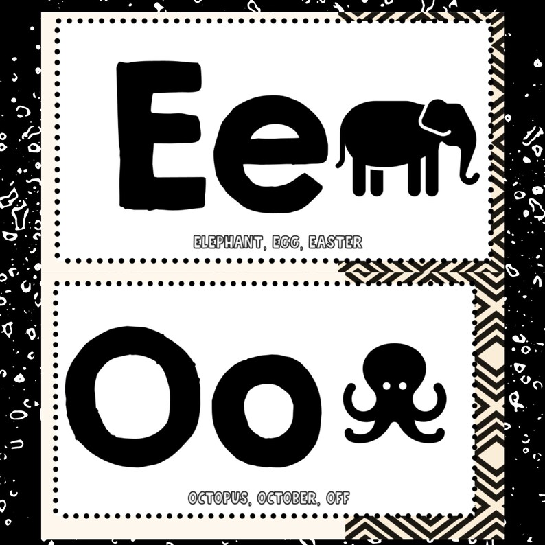 Black & White Alphabet Posters, Classroom Decor, Educational, Digital ...