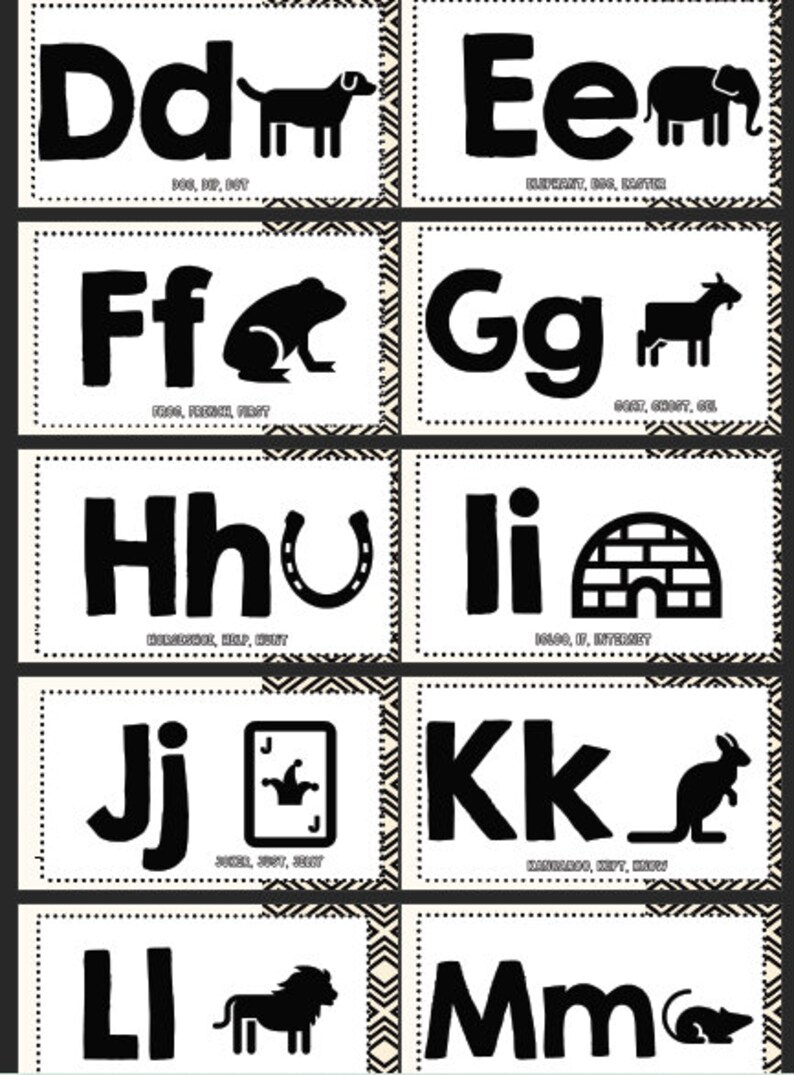 Black & White Alphabet Posters, Classroom Decor, Educational, Digital ...
