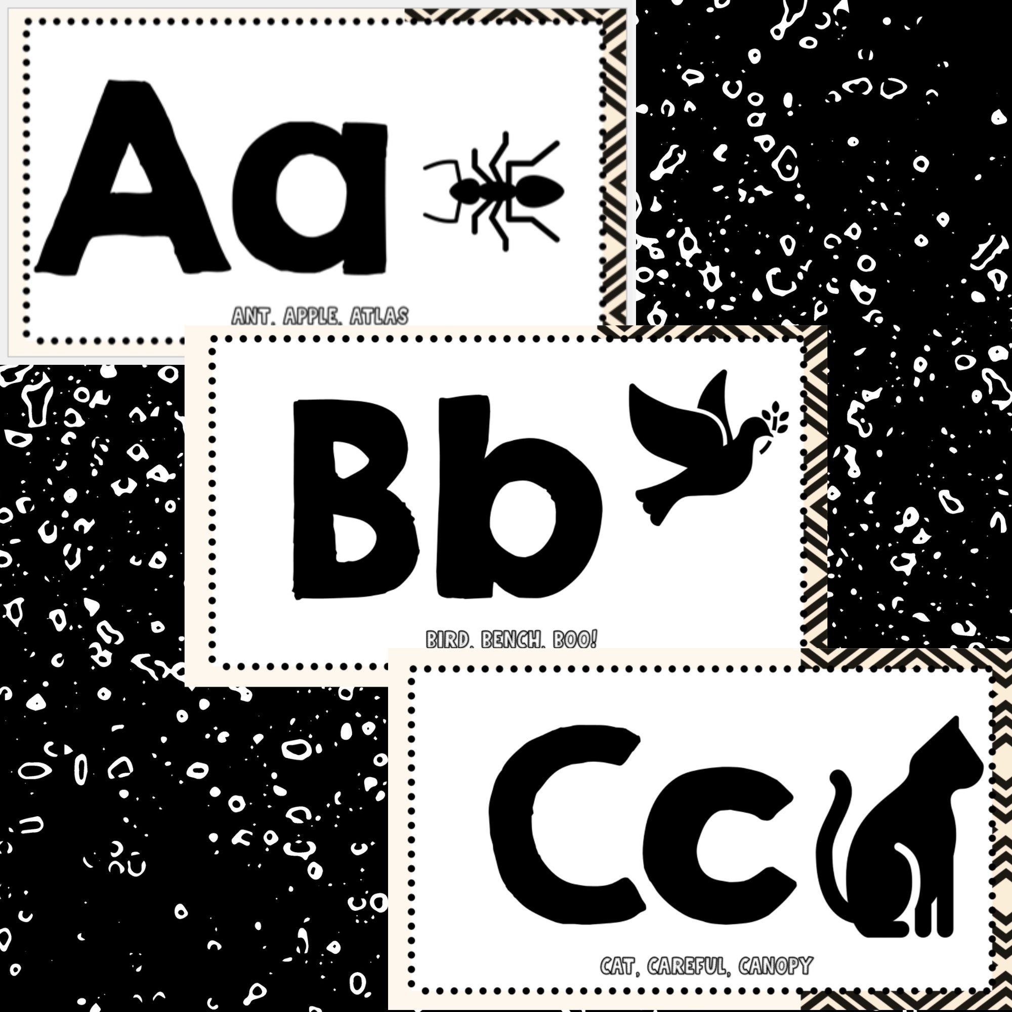 Black & White Alphabet Posters, Classroom Decor, Educational, Digital ...