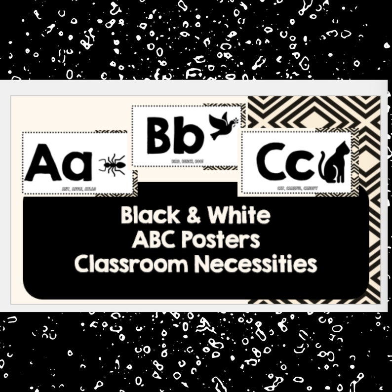 Black & White Alphabet Posters, Classroom Decor, Educational, Digital ...
