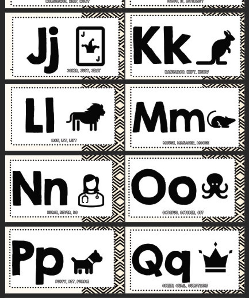 Black & White Alphabet Posters, Classroom Decor, Educational, Digital ...
