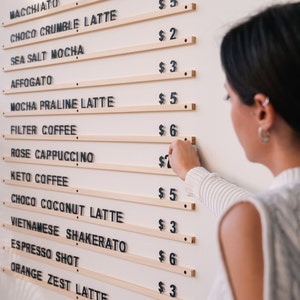 Cafe Menu Display With Letters and Rails, Cafe Menu Sign, Wall Menu ...