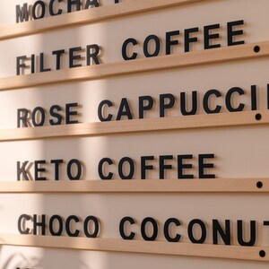 Cafe Menu Display With Letters and Rails, Coffee Bar Menu Sign, Wall ...