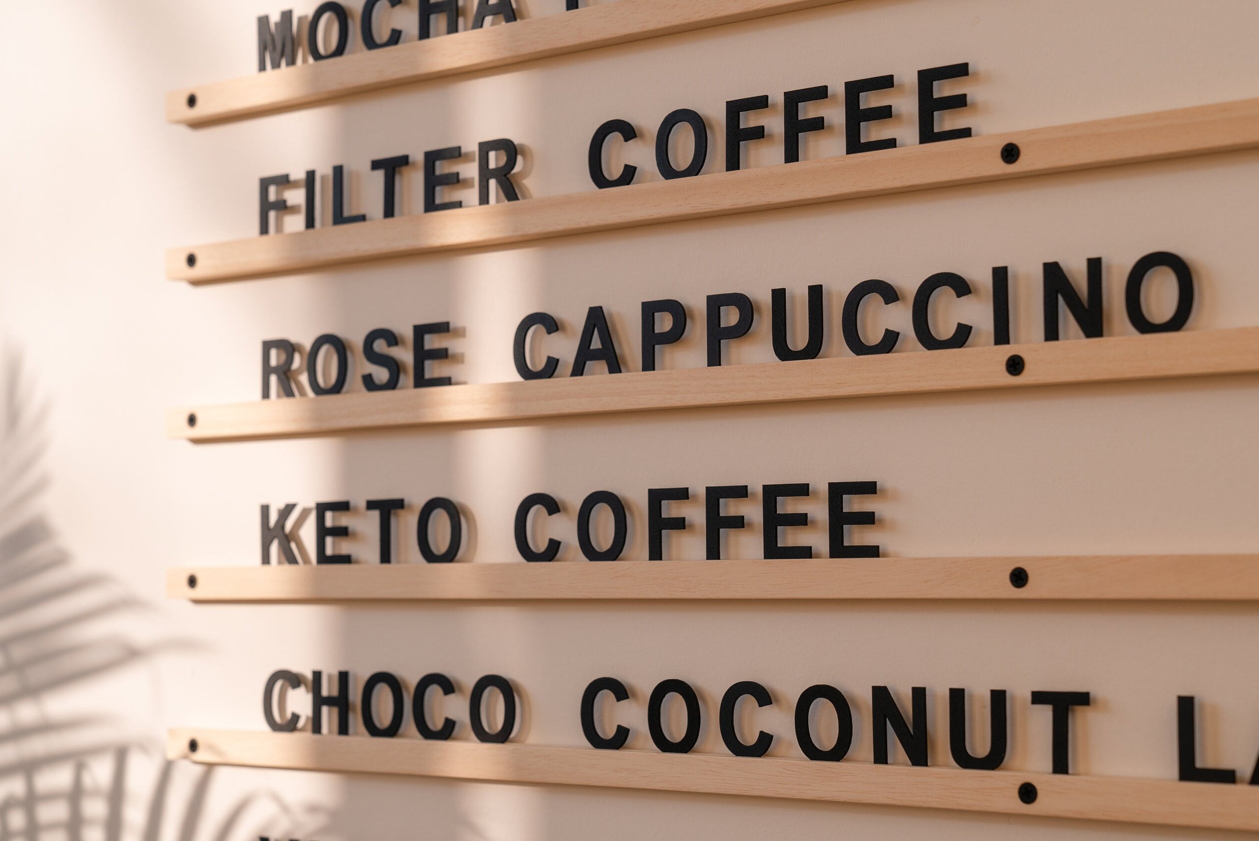 Cafe Menu Display With Letters and Rails, Coffee Bar Menu Sign, Wall ...