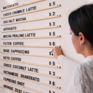 Cafe Menu Display With Letters and Rails, Coffee Bar Menu Sign, Wall ...