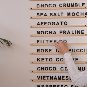 Cafe Menu Display With Letters and Rails, Coffee Bar Menu Sign, Wall ...