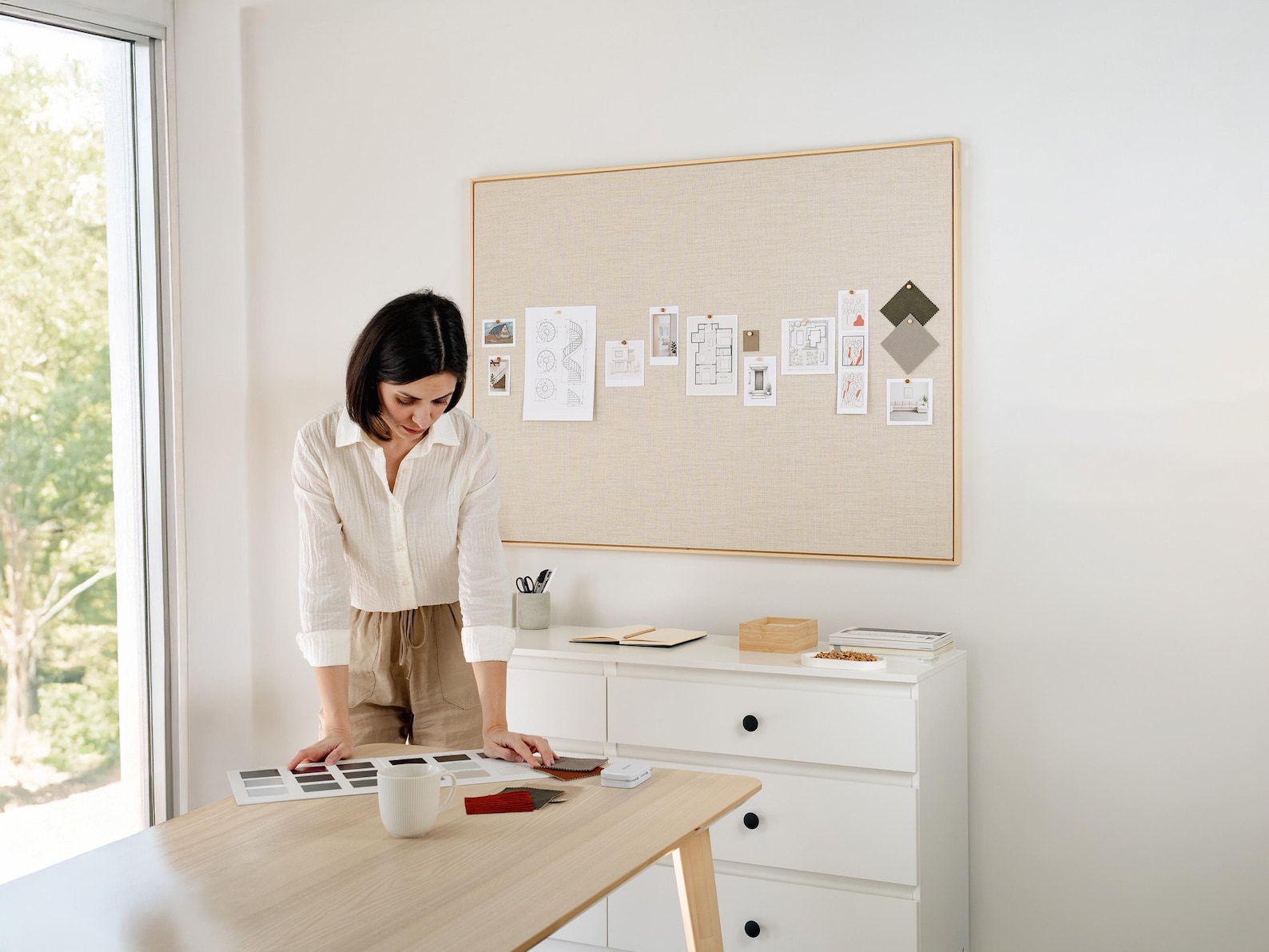 Modern Bulletin Board, Designer Linen Pin Board, Fabric Cork Board ...