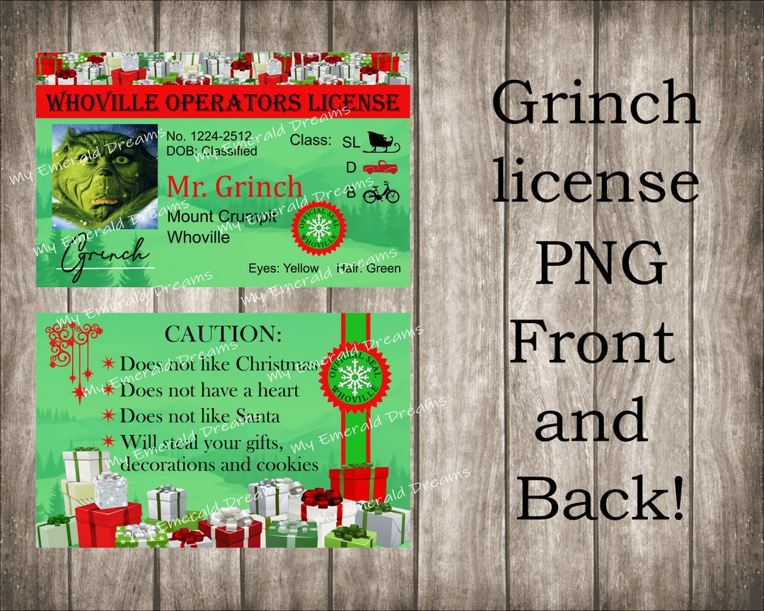 Grinch License PNG File Sublimation Instant Digital - Etsy Canada