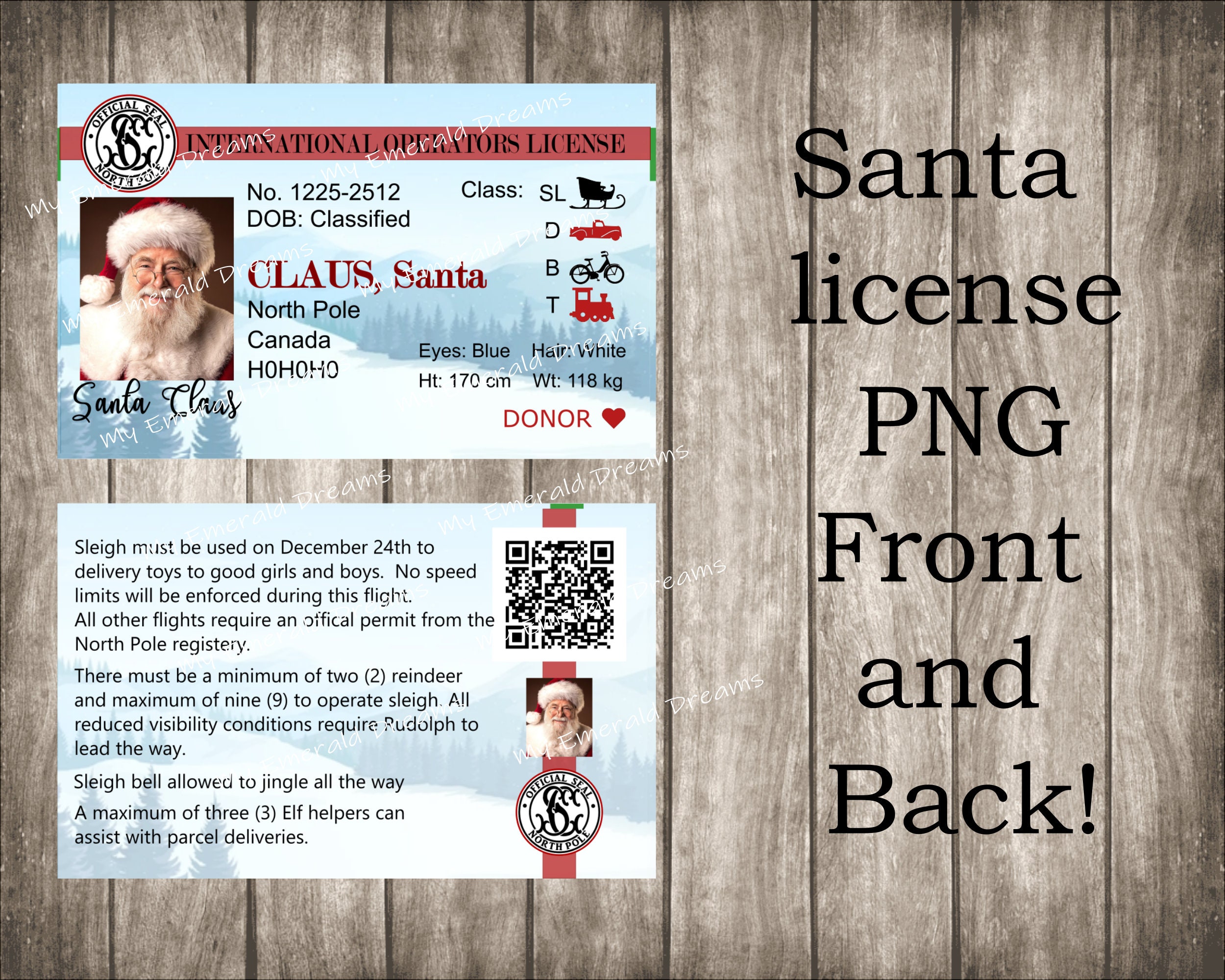 Santa Claus License PNG File Sublimation Instant Digital - Etsy Canada