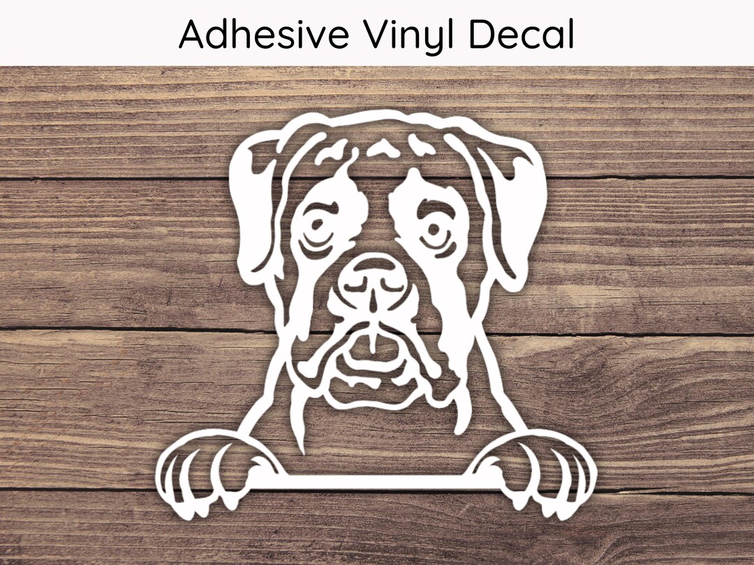 Boxer Peeking Decal, Dog Vinyl Decals, Puppy Bumper Sticker, Playful ...