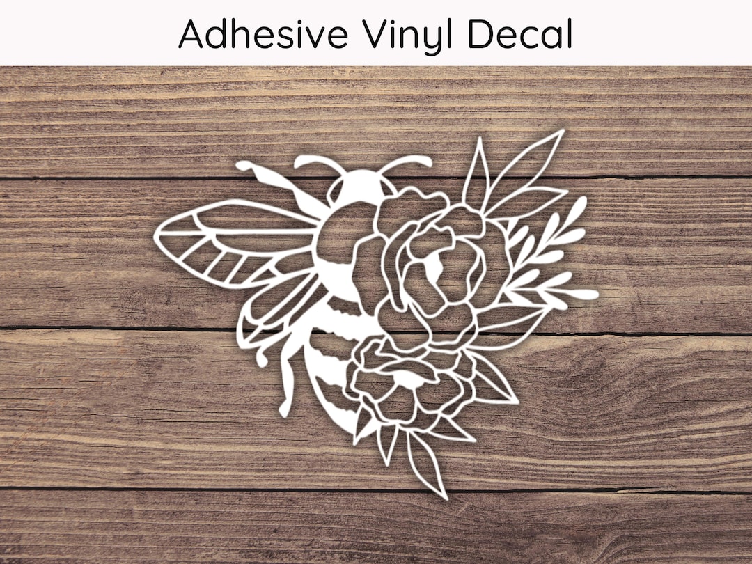 Bee and Flowers Decal, Bee Decal, Floral Decal, Floral Bee Sticker ...