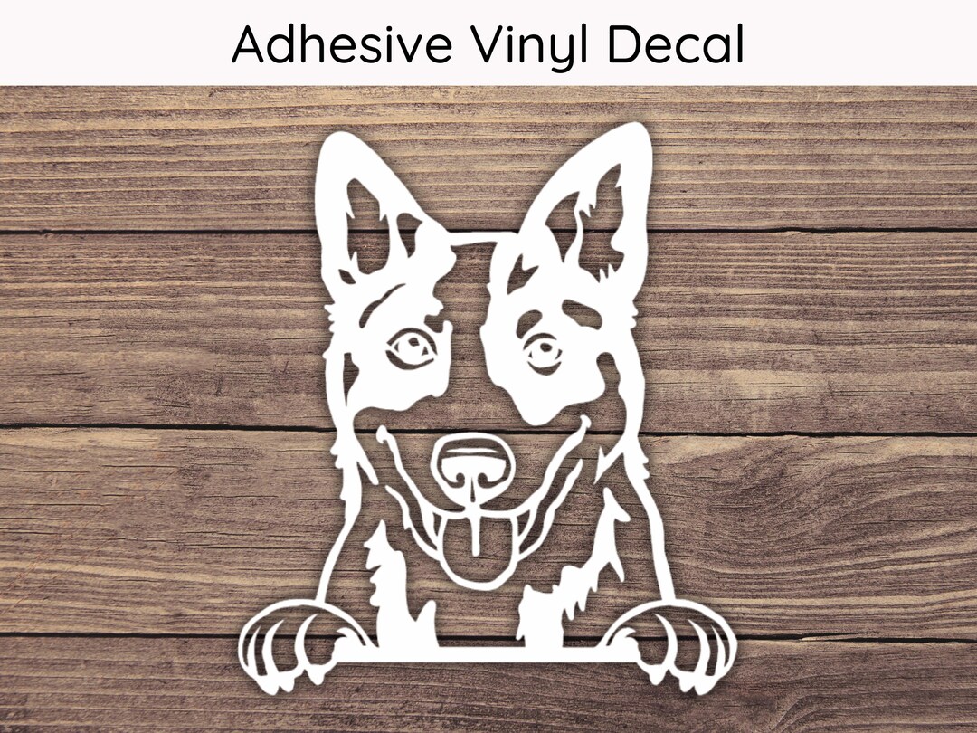 Heeler Peeking Decal, Red Blue Dog Vinyl Decals, Puppy Bumper Sticker ...