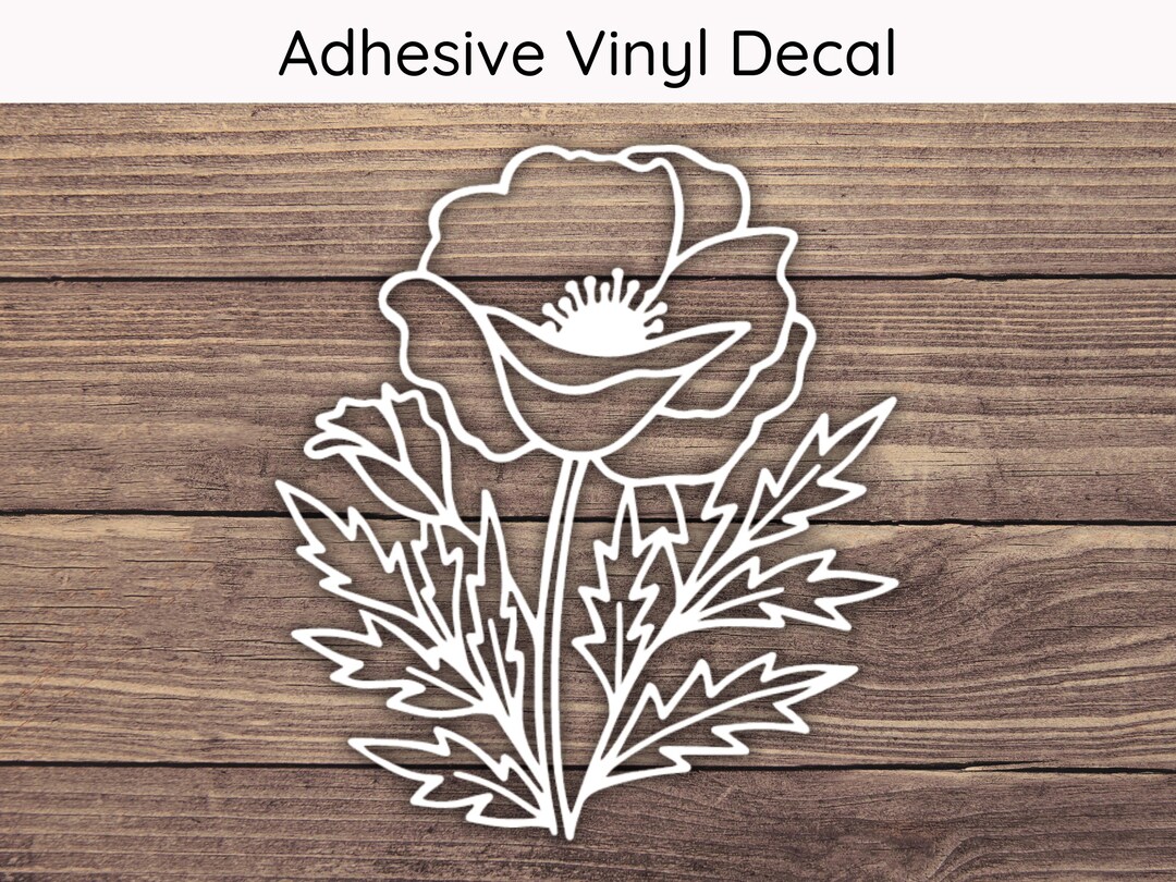 Poppy Flower Decal Design 2, Poppy Decal, Poppy Sticker, Flower Sticker ...