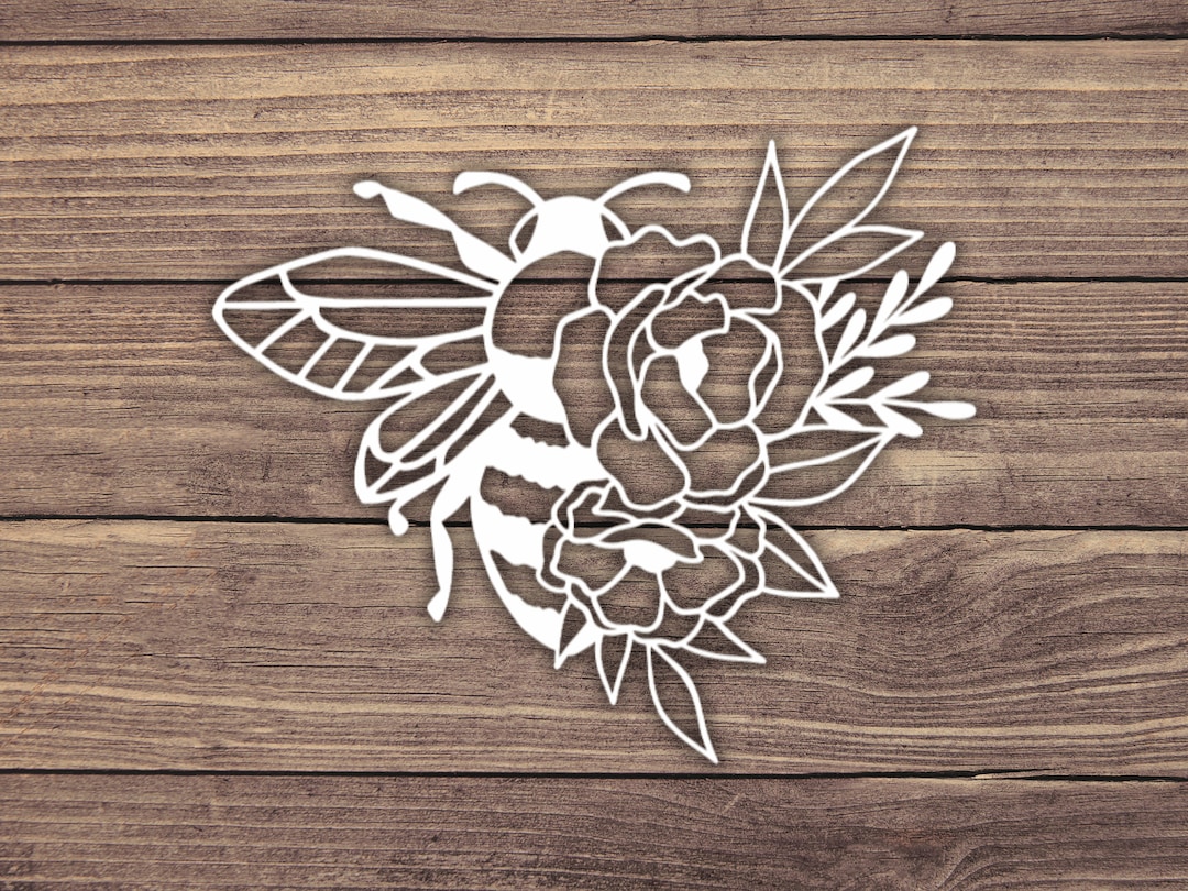 Bee and Flowers Decal, Bee Decal, Floral Decal, Floral Bee Sticker ...