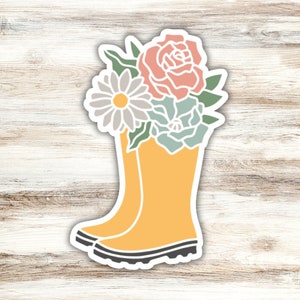 Floral Rain Boot Sticker, Floral Sticker, Spring Sticker, Rainy Day ...
