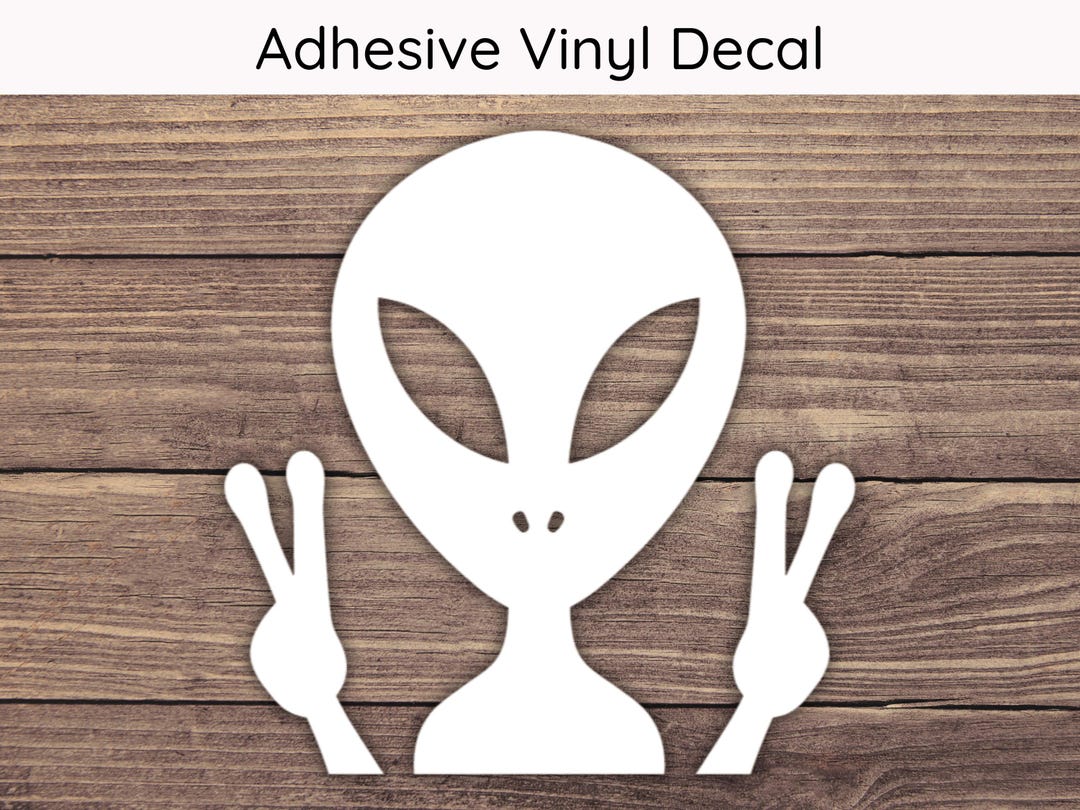 Peace Sign Alien Decal - Multiple Sizes - Alien Car Decal, Space Bumper ...