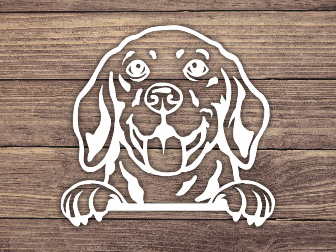 Beagle Peeking Decal, Dog Vinyl Decals, Puppy Bumper Sticker, Playful ...