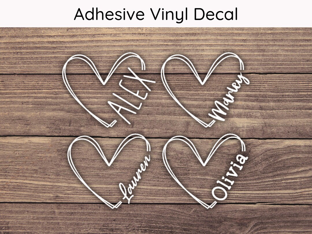 Custom Heart Name Decal, Heart Decal, Drawn Heart Decal, Grandma Decal ...