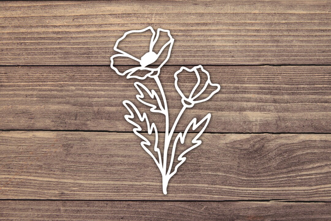 Poppy August Flower Decal, Birth Month Vinyl Decals, Floral Bumper ...