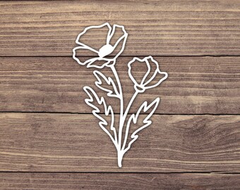 Poppy Vinyl Decal, August Birth Month Flower Sticker, Floral Sticker ...