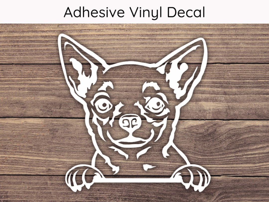 Chihuahua Peeking Decal, Dog Decal, Puppy Bumper Sticker, Playful Peek ...