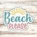 Beach Sticker, Sun Waves Sticker, Ocean Sticker, Sunrise Sticker ...