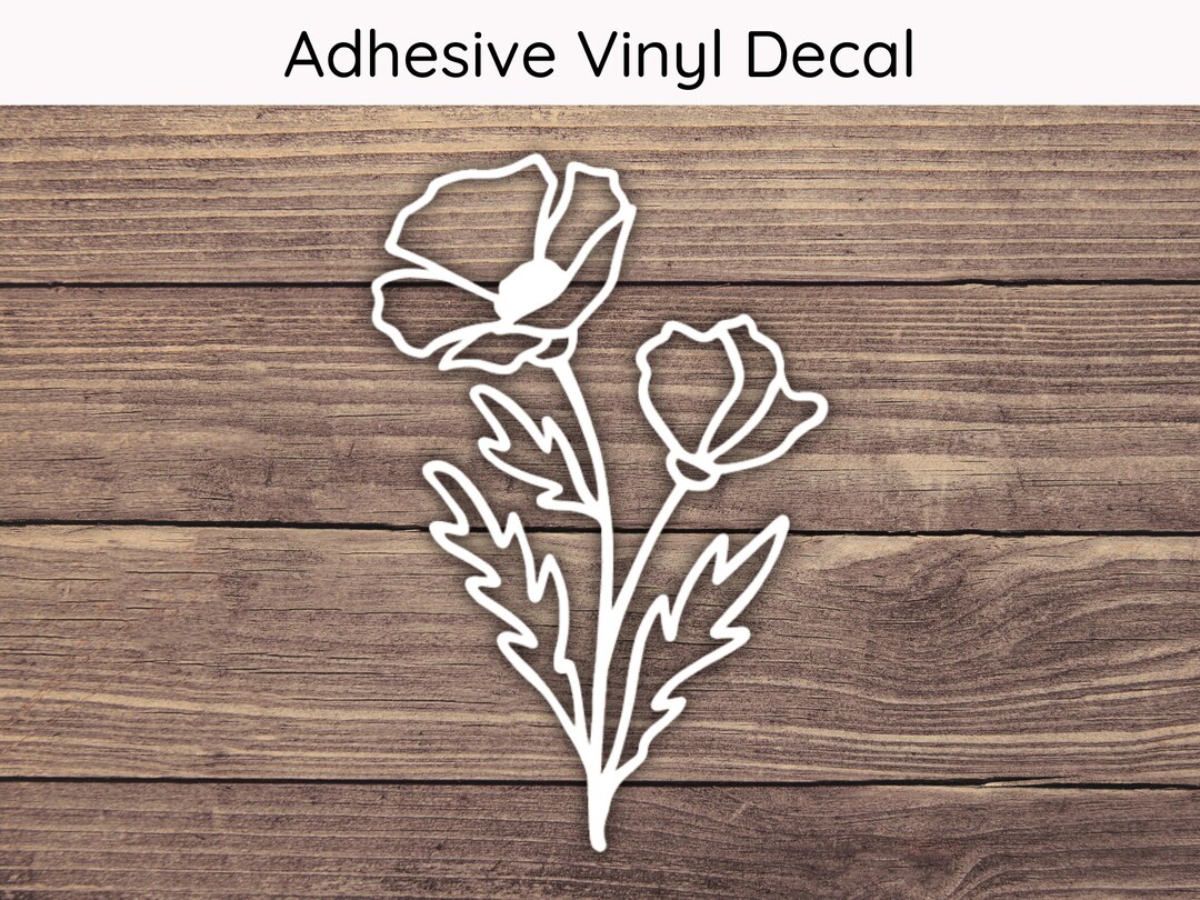 Poppy August Flower Decal, Birth Month Vinyl Decals, Floral Bumper ...