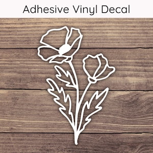 Poppy August Flower Decal, Birth Month Vinyl Decals, Floral Bumper ...