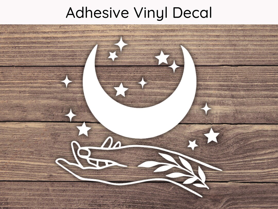 Moon and Stars Hand Decal - Multiple Sizes - Car Decal, Bumper Sticker ...