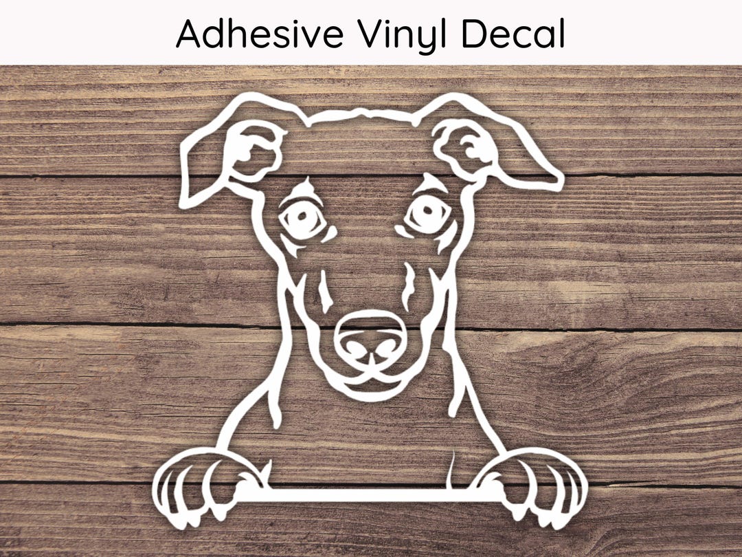 Whippet Peeking Decal, Dog Vinyl Decals, Puppy Bumper Sticker, Playful ...