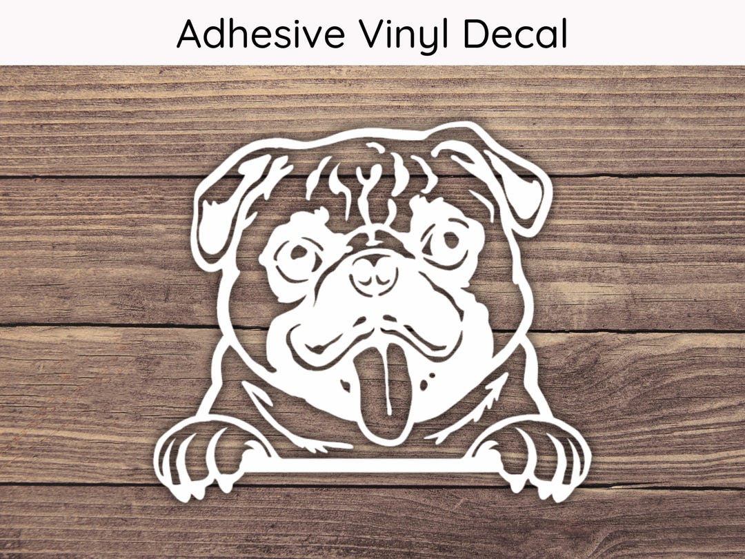 Pug Peeking Decal - Multiple Sizes, Dog Vinyl Decals, Puppy Bumper ...