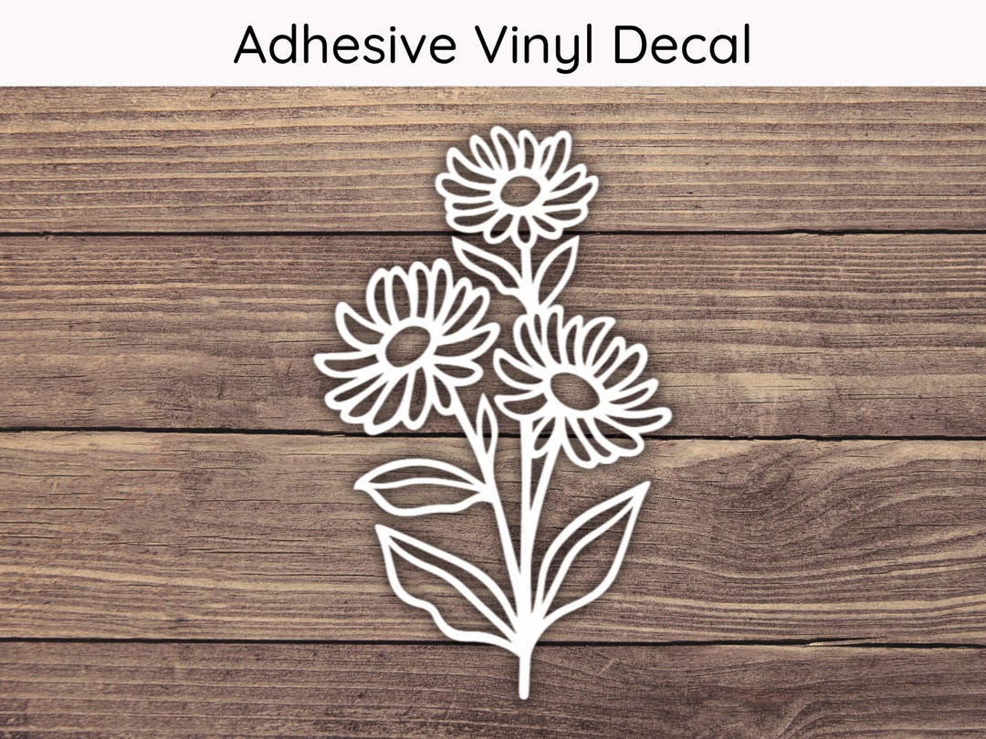 Aster September Flower Decal, Birth Month Vinyl Decals, Floral Bumper ...