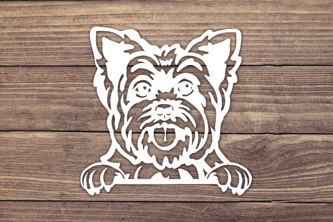 Yorkshire Terrier Peeking Decal, Yorkie Dog Vinyl Decals, Puppy Bumper ...