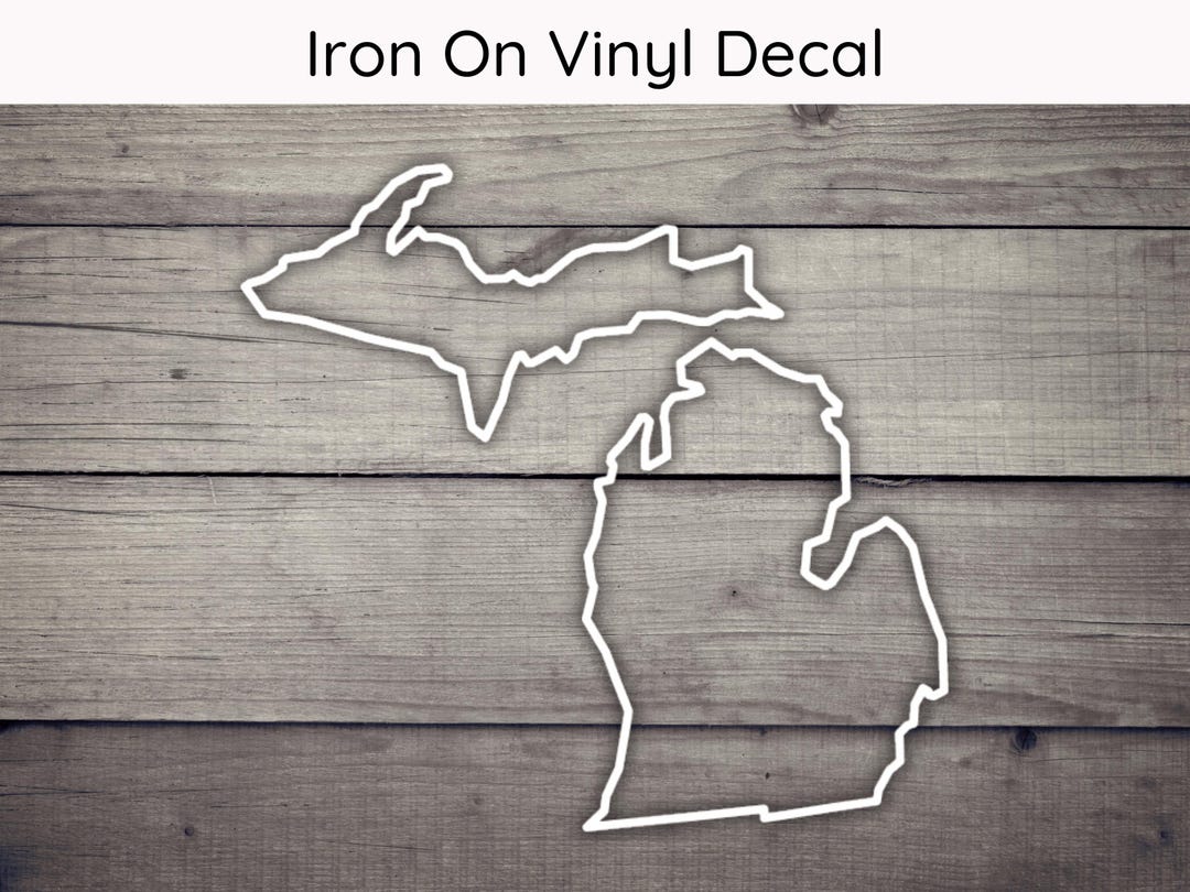 Michigan Outline Iron on Decal, Michigan Outline Heat Transfer ...