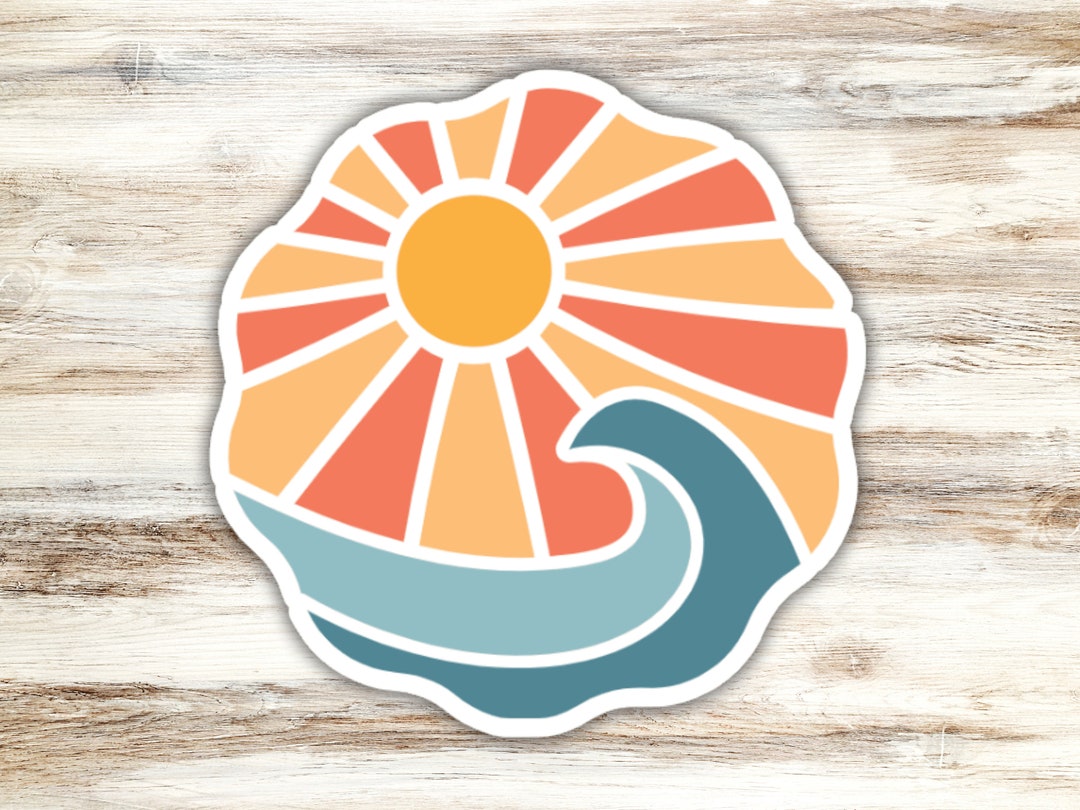 Beach Sticker, Sun Waves Sticker, Ocean Sticker, Sunrise Sticker ...