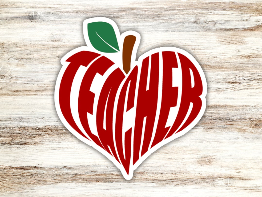 Teacher Sticker Design 2, Teacher Apple Sticker, Teacher Heart Sticker ...