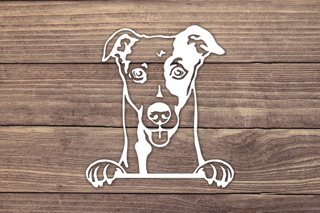Greyhound Peeking Decal, Greyhound Decal, Dog Vinyl Decals, Puppy ...