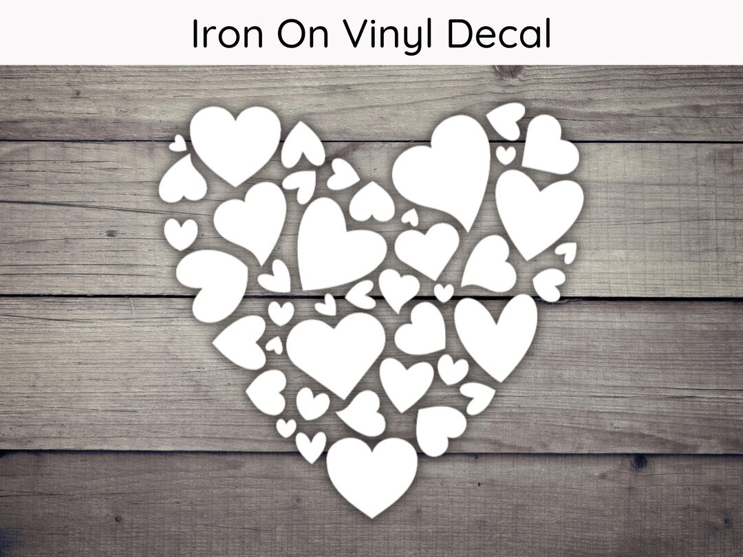 Hearts Iron on Decal, Valentine Iron Decal, Love Iron on Decal, Heart ...