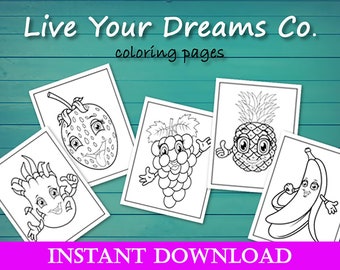15 Printable Fruit Coloring Pages for Kids Fun Activity - Etsy