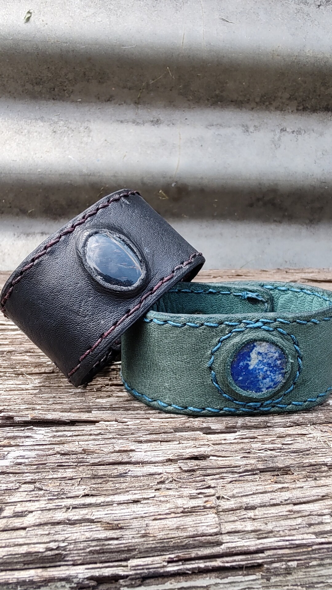 Light Green Kangaroo Leather Bracelet With Lapiz Lazuli Crystal - Etsy