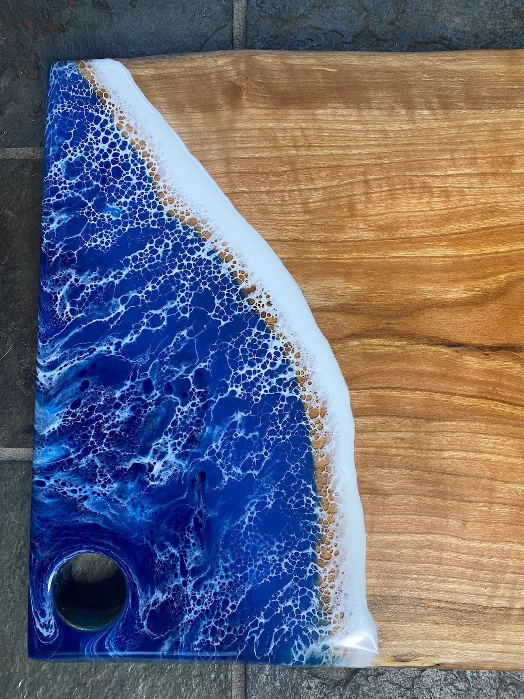 Wood Serving Board, Live Edge Wood, Charcuterie Board, Resin Serving ...