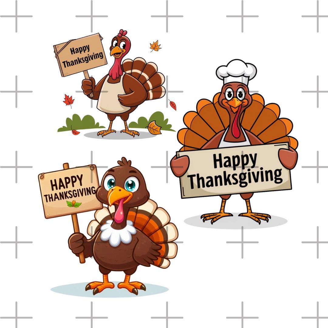 Happy Thanksgiving Clipart | 3 High-quality Jpgs | Happy Turkey Day ...