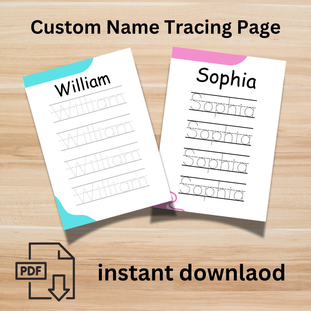 Custom Name Tracing Sheet Handwriting Practice Personalized Name Trace ...
