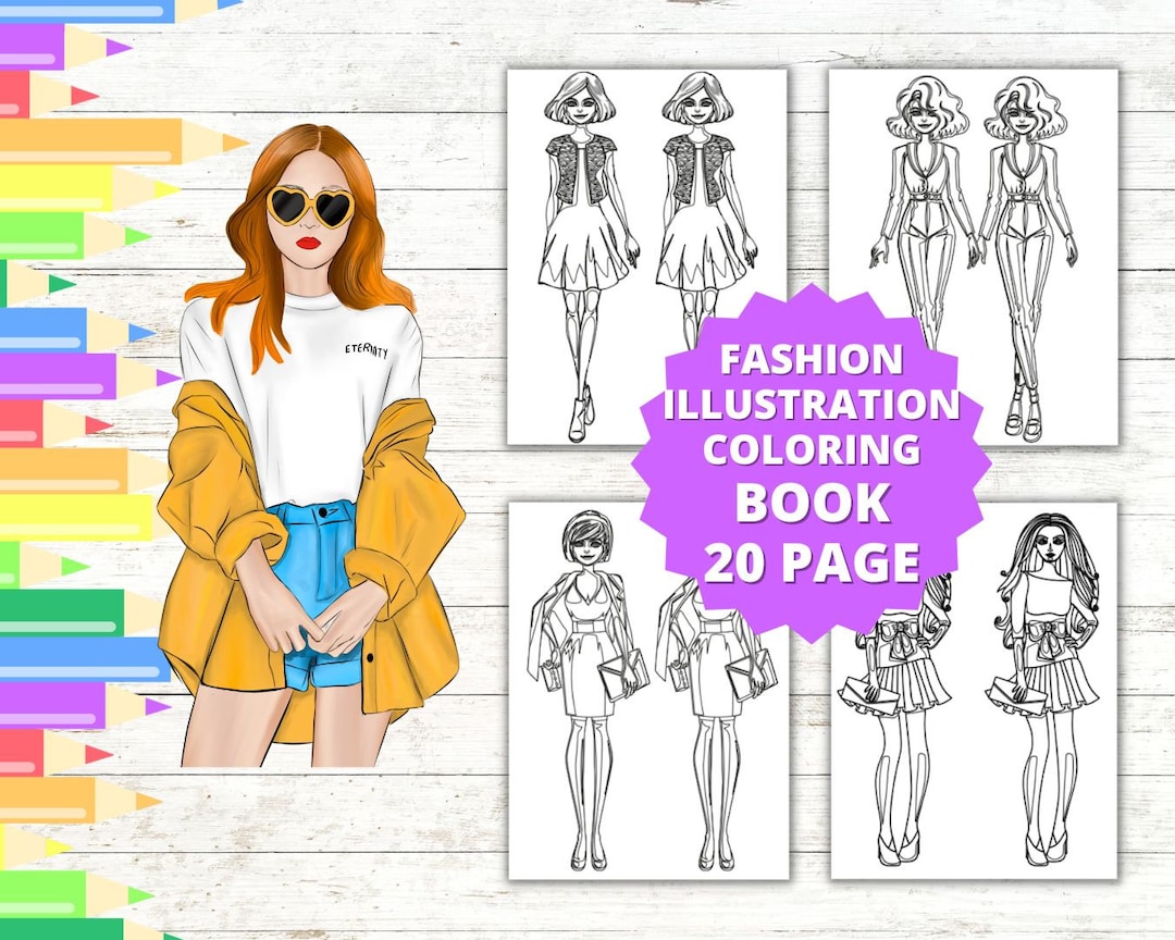 Instant Download, Fashion Illustration Coloring Book for Digital or ...