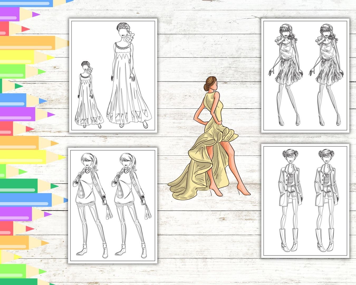 Instant Download, Fashion Illustration Coloring Book for Digital or ...