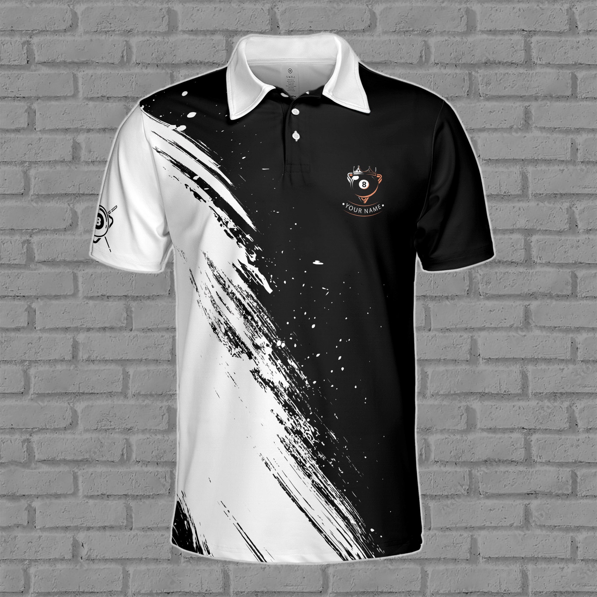 Custom Name Team Name Skull Billiard 8 Balls Skeleton Pool Men's Polo ...