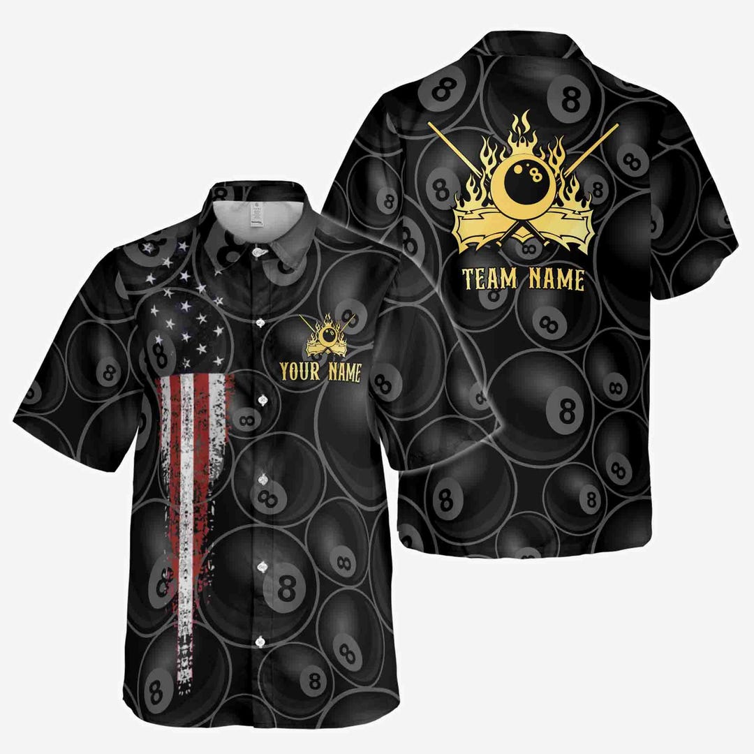 Personalized Name and Team Billiards Pool Team Club Men Button Down ...