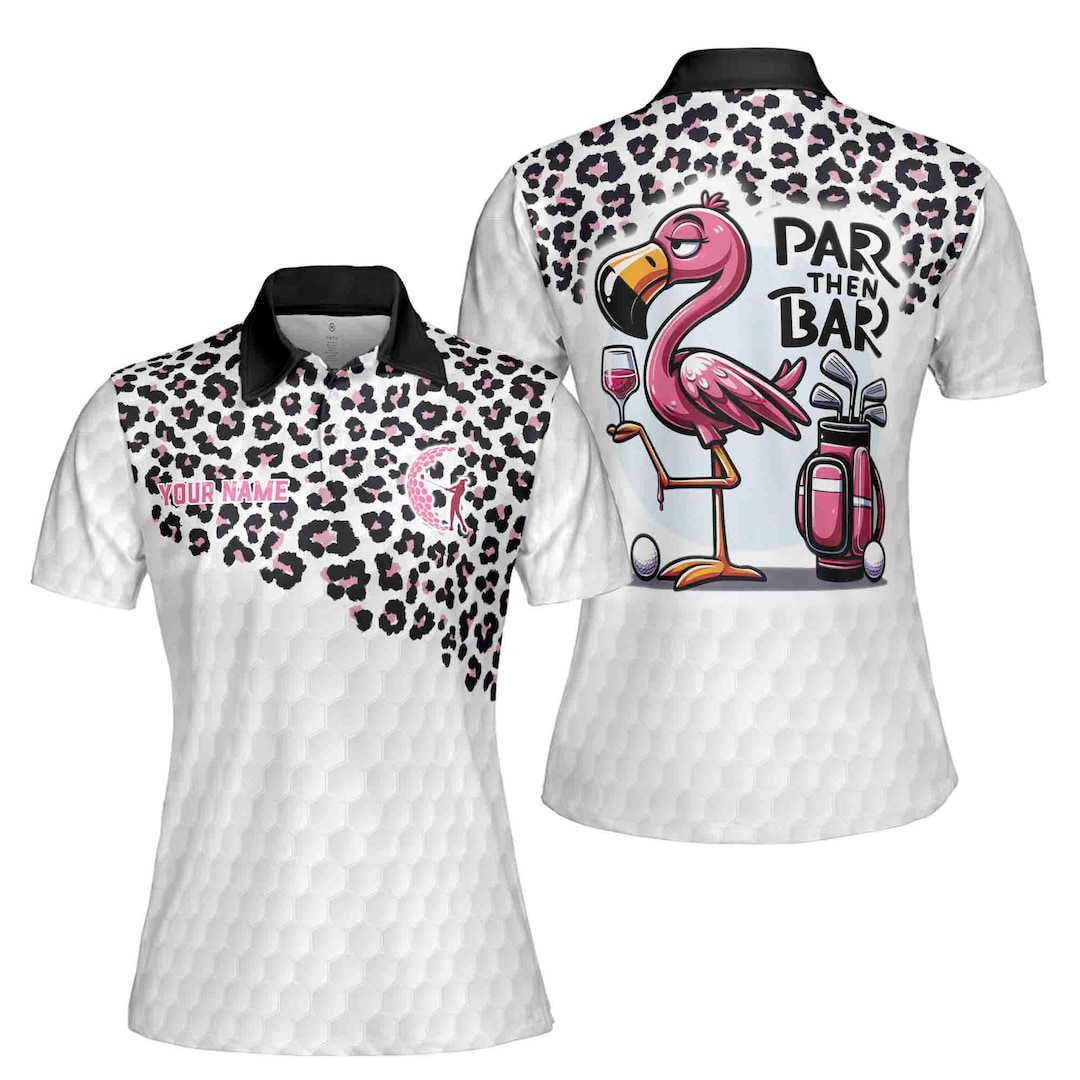Custom Name Par Then Bar With Pink Flamingo Women's Polo Shirt S-5XL - Etsy